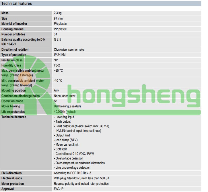 控制柜风扇 97mm 1195m³/h K3G097-AK34-43